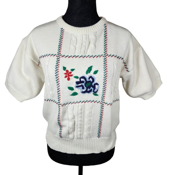 Koret | Sweaters | Vintage Koret City Blues Floral Embroidered Cotton ...